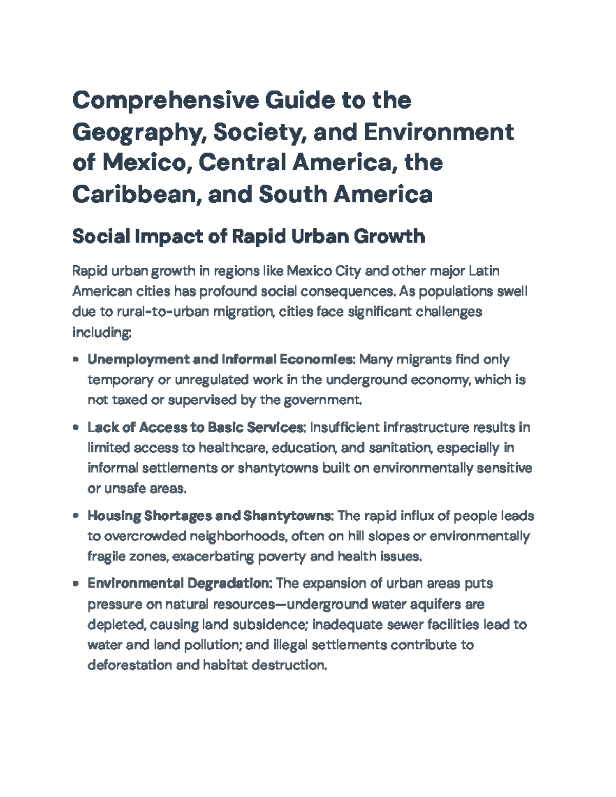 Comprehensive Overview of Mexico's Geography, Society, and Environment ...