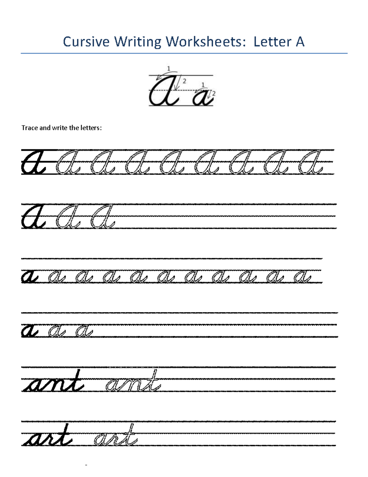 Cursive Writing Worksheets: A to T Letter Tracing Activities - Studocu