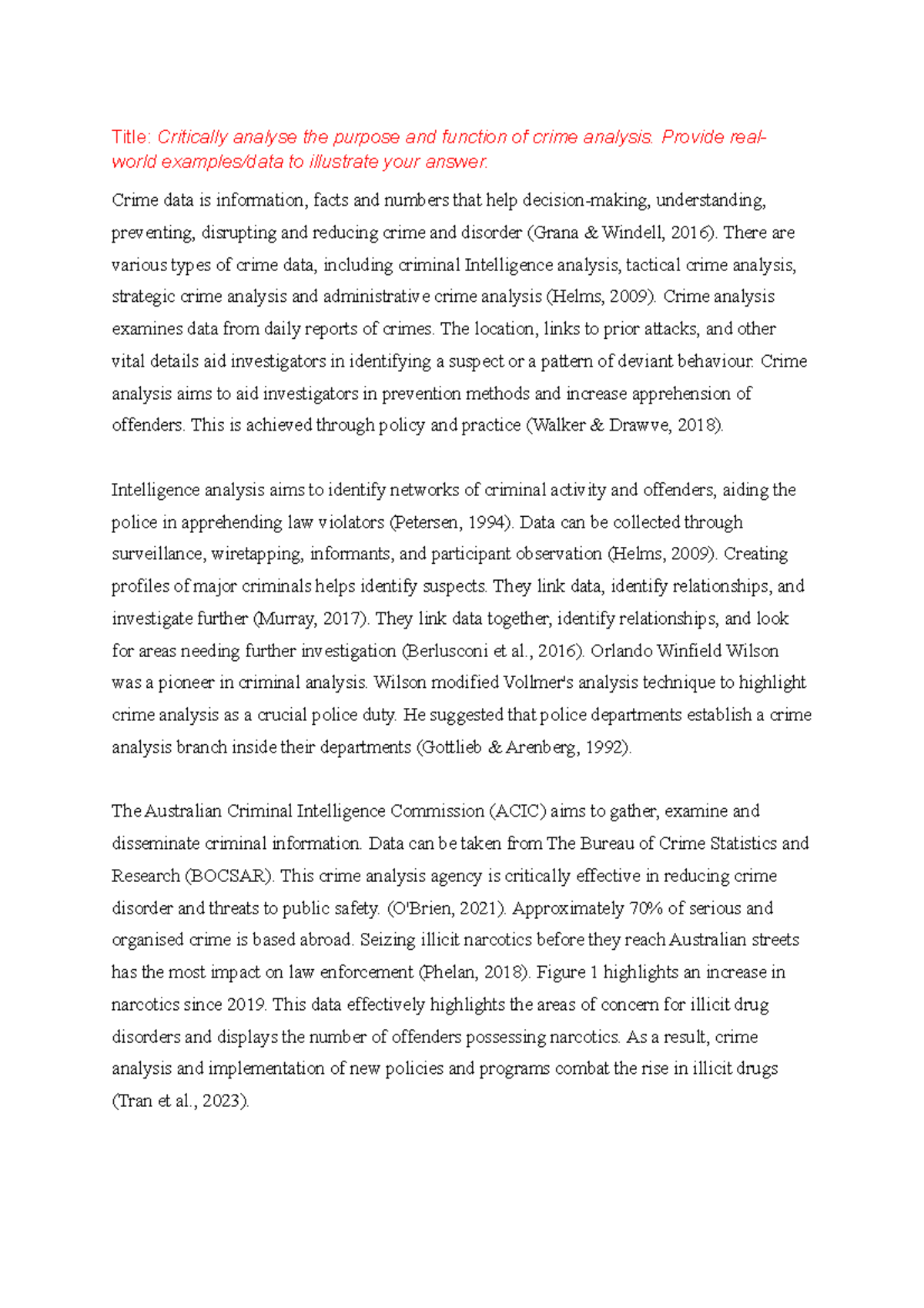 Crime Data & Analysis: An In-Depth Essay Review on Tactics and ...