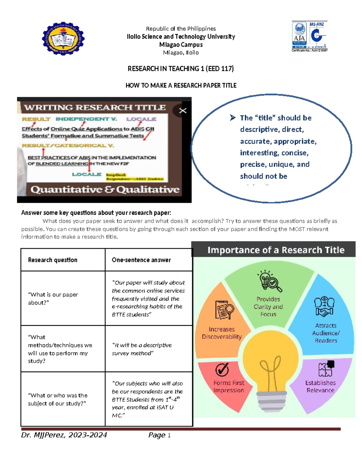 EED 117 Research Paper Title Guidelines: Crafting Effective Titles ...