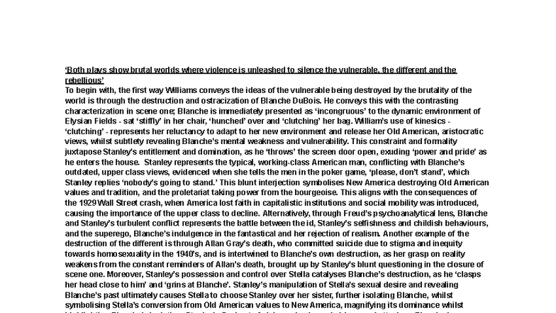 A Streetcar Named Desire Analysis: Violence Against the Vulnerable ...
