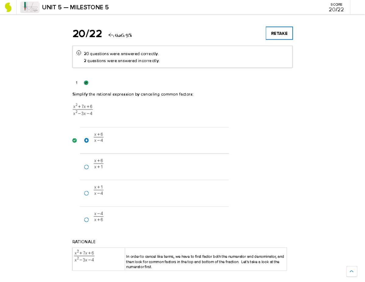 Sophia College Algebra Milestone 5 Review & Solution Guide - Studocu