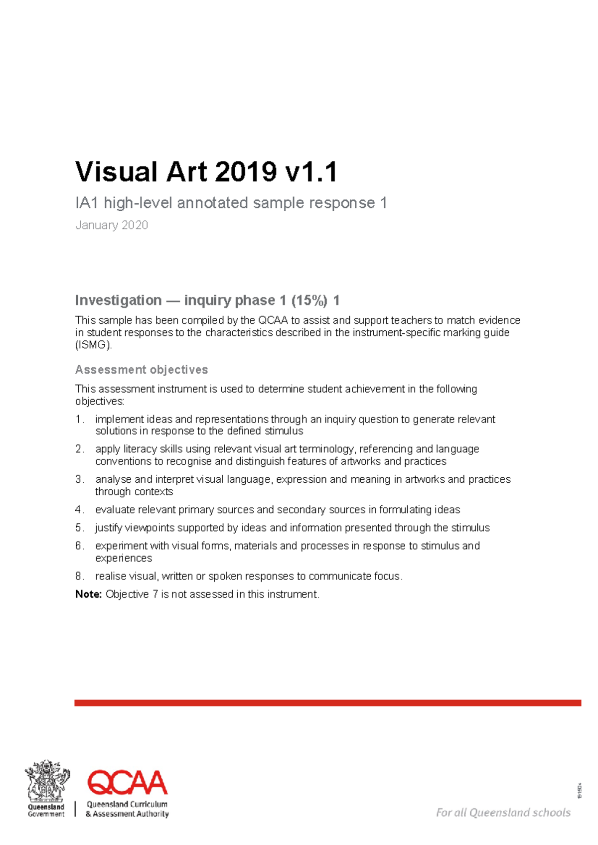 Visual Art 2019 IA1 High-Level Annotated Sample Response 1 - Studocu