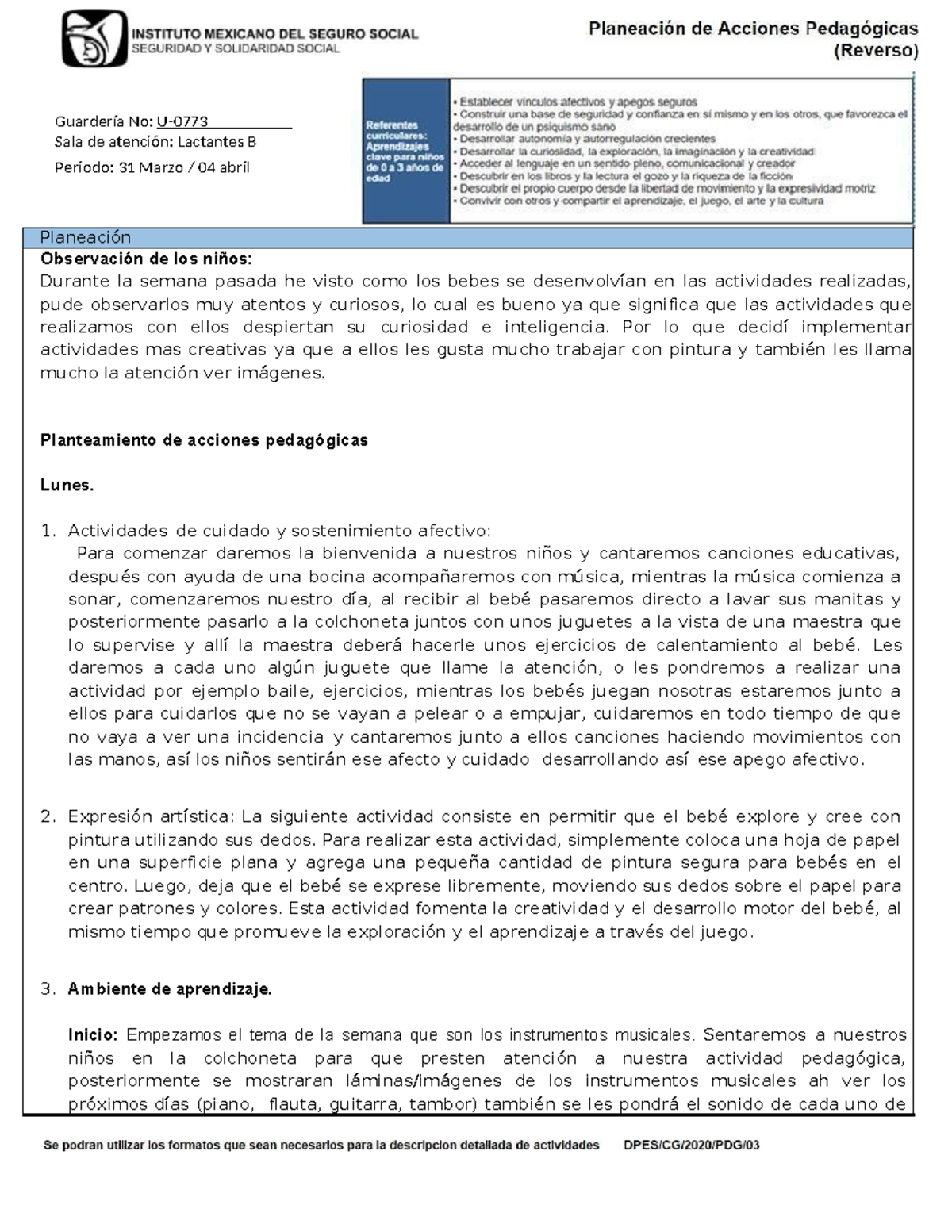 Planeación de Actividades para Lactantes B: Instrumentos Musicales ...