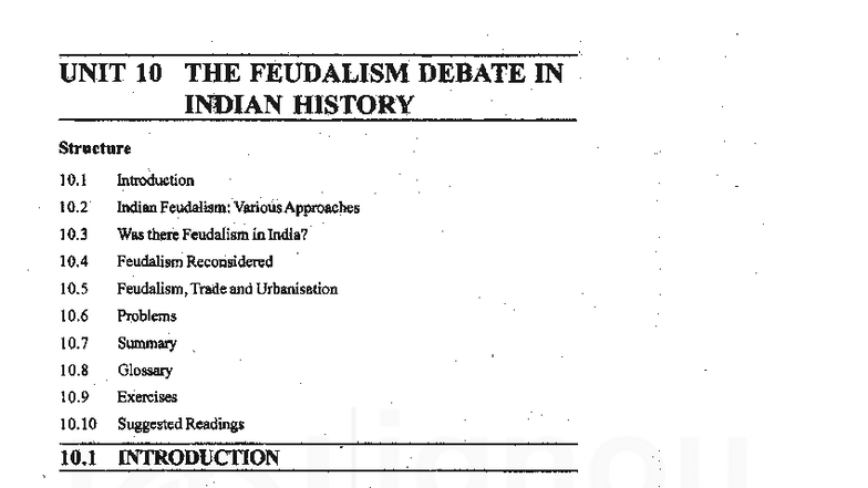 Unit 10: The Feudalism Debate in Indian History - An Overview - Studocu