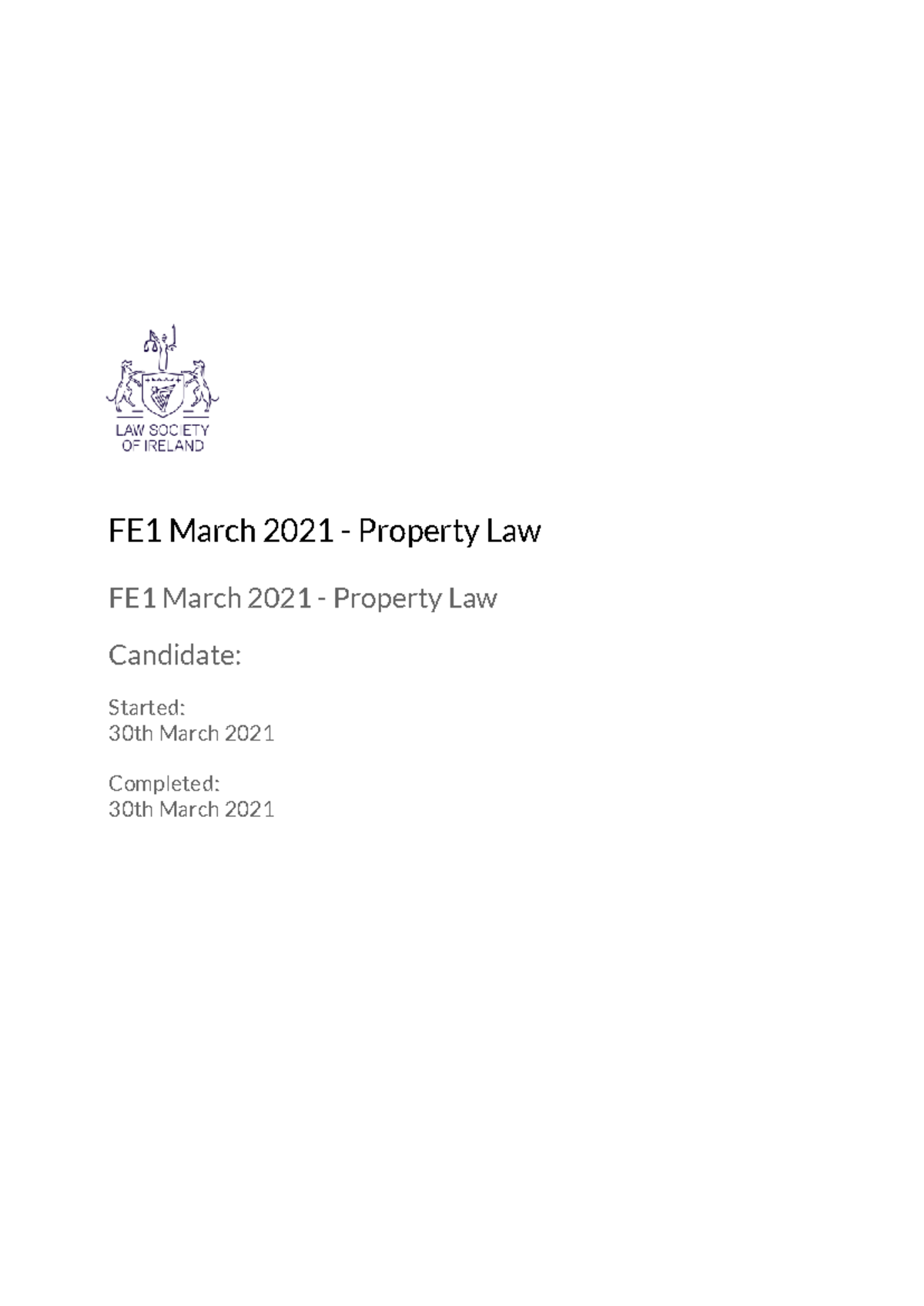 FE1 March 2021 - Property Law Examination Notes and Analysis - Studocu