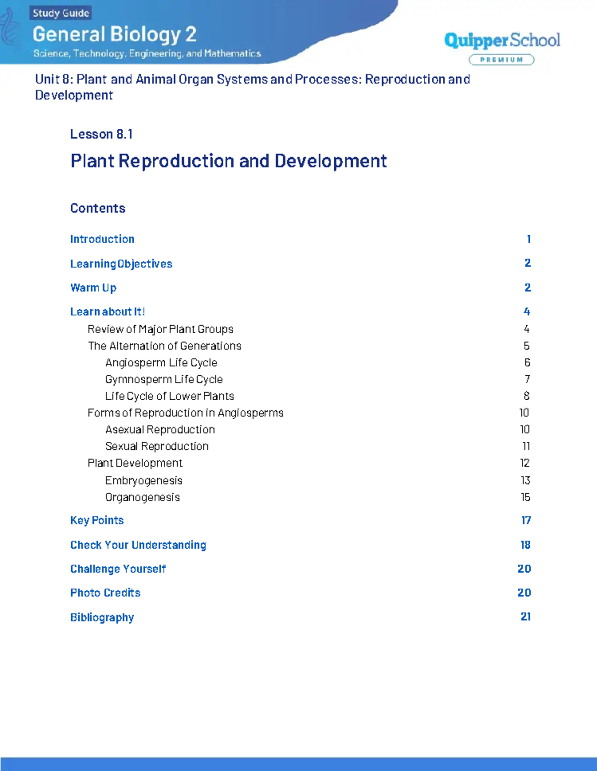 GB2 - Plant Reproduction and Development - Unit 8: Plant and Animal ...
