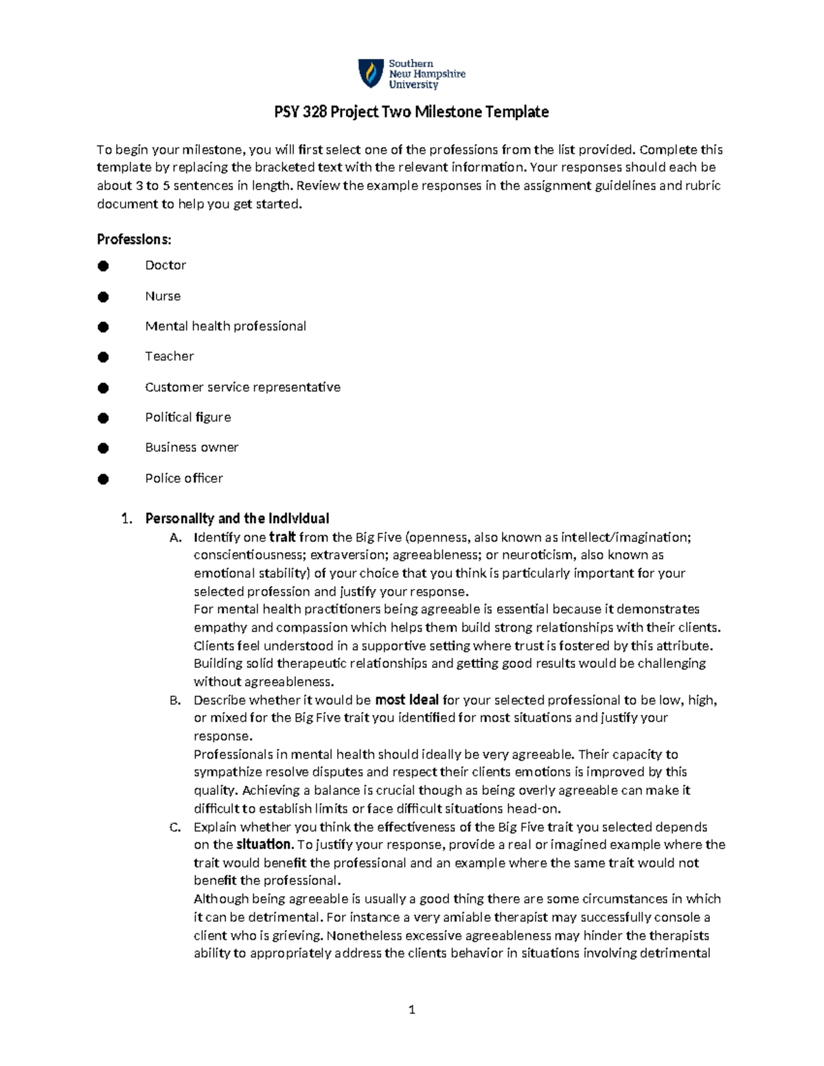PSY 328 Project Two Milestone Template - Complete this template by ...