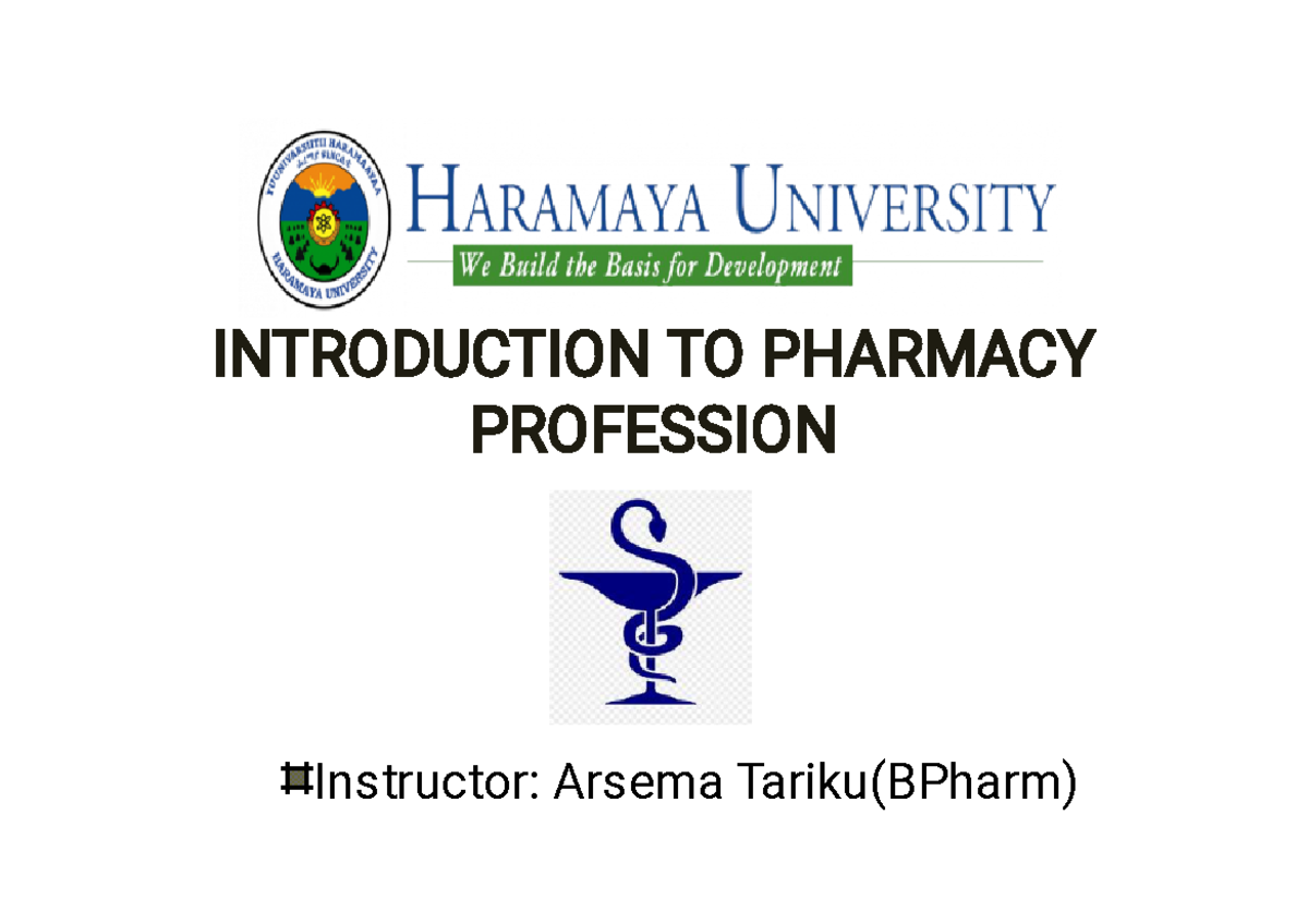 BPharm Introduction to Pharmacy: Roles, History & Practice Areas - Studocu