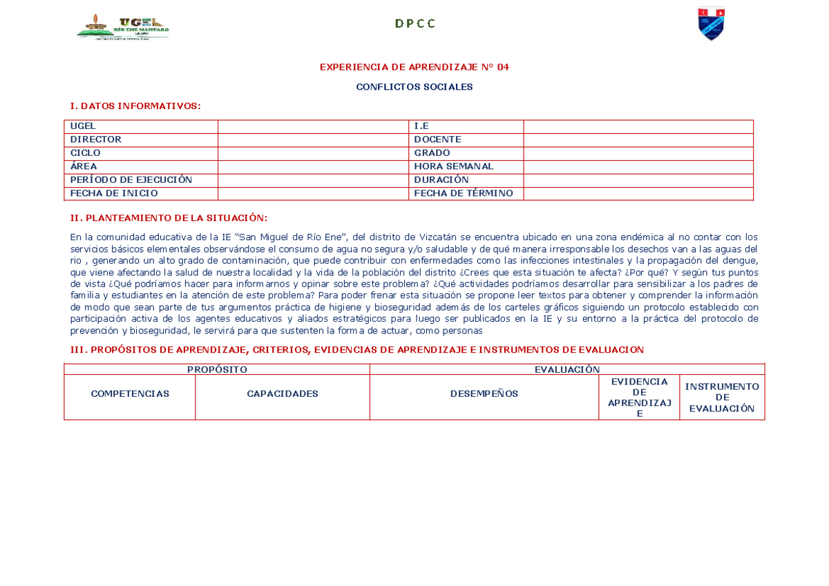 3ro Experiencia de Aprendizaje n°4 DPCC - EXPERIENCIA DE APRENDIZAJE N° 04 CONFLICTOS SOCIALES I ...