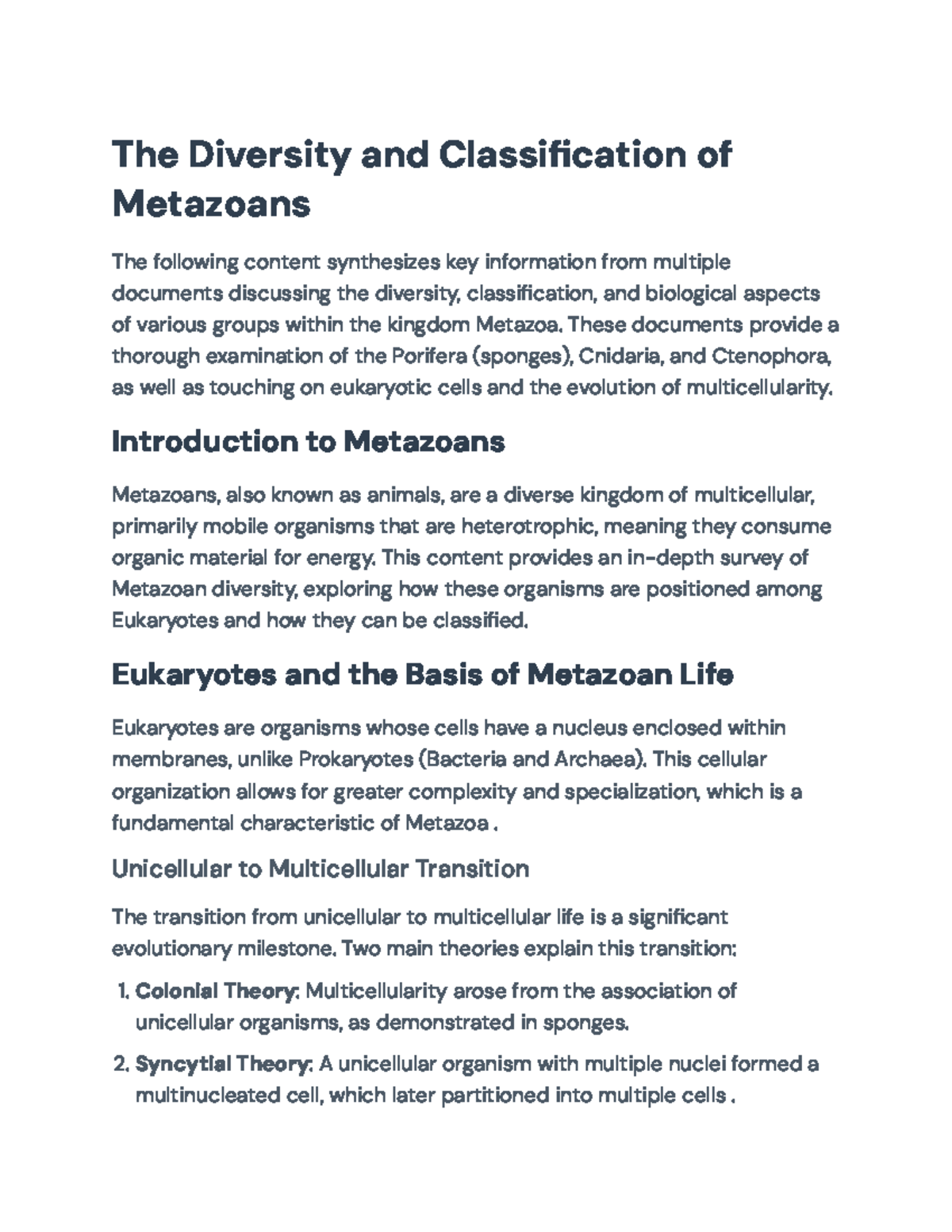 Diversity and Classification of Metazoans: An In-Depth Overview - The ...