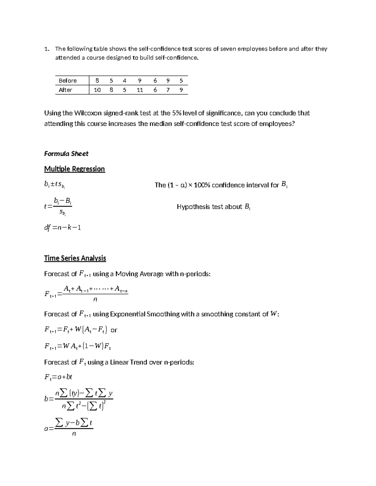 Regression Analysis: Wilcoxon Test on Employee Scores - Studocu