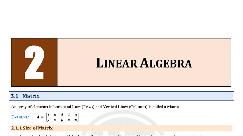 Linear Algebra Concepts and Matrix Operations - GATE WALLAH - Studocu