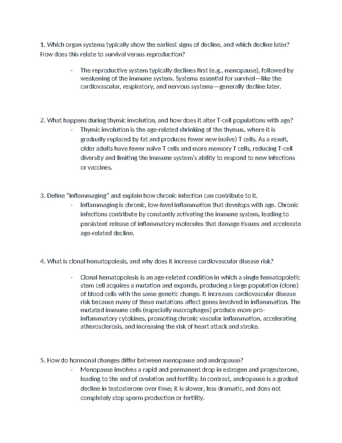 Study Guide Lecture 7: Normal Organ Aging and Its Implications - Studocu