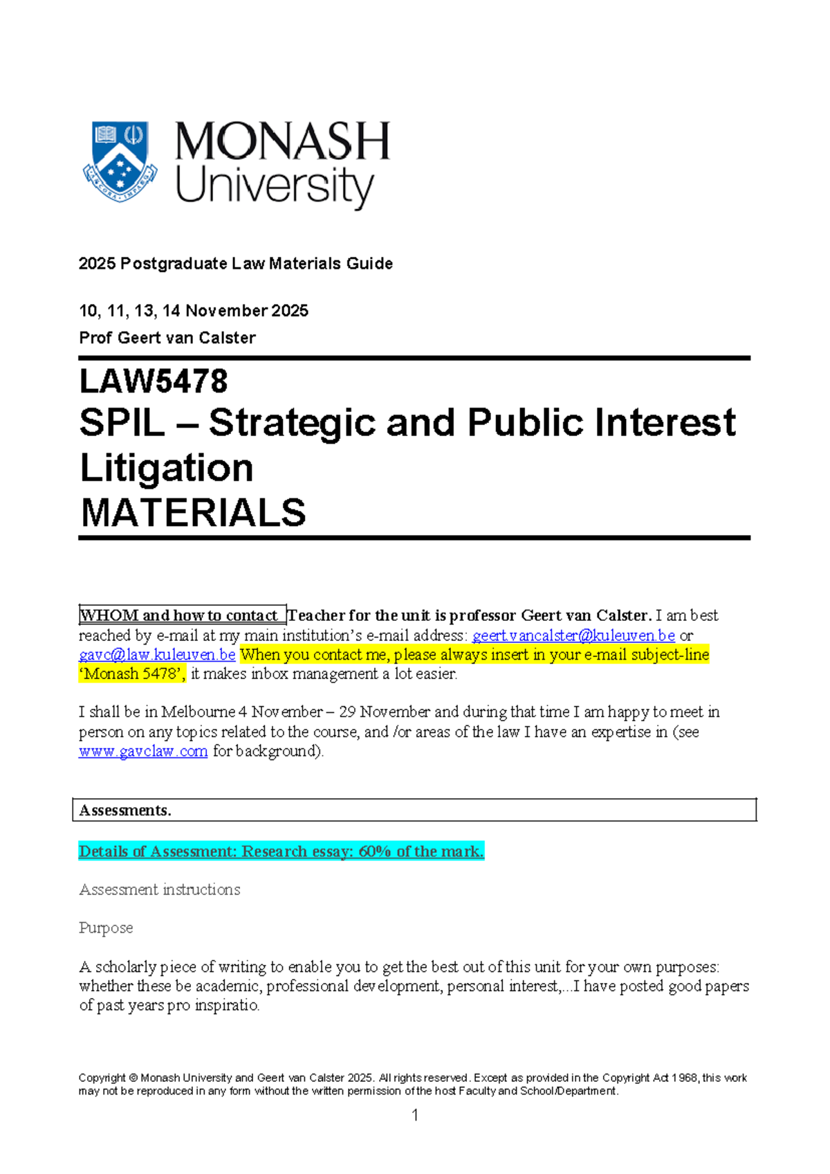 SPIL LAW5478 - 2025 Postgraduate Materials Guide by Prof. Geert van ...