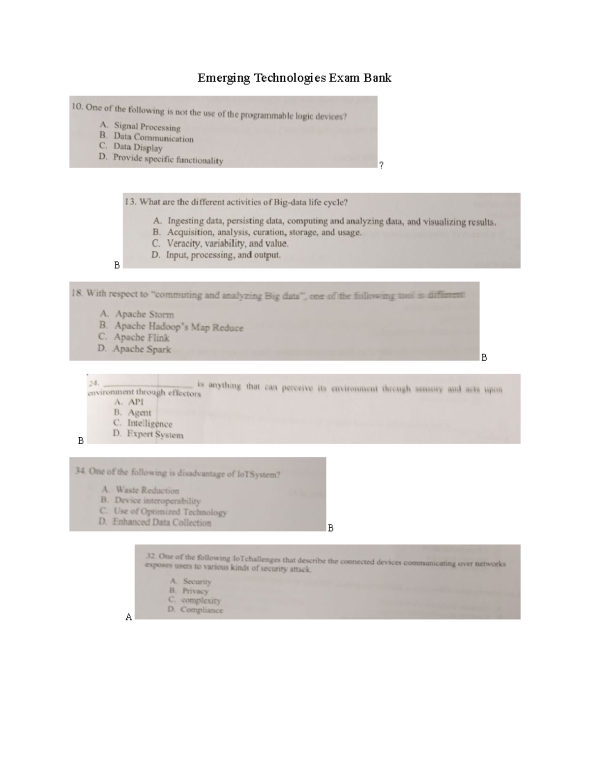 Emerging Technologies Exam Bank - Introduction to Emerging Technologies ...
