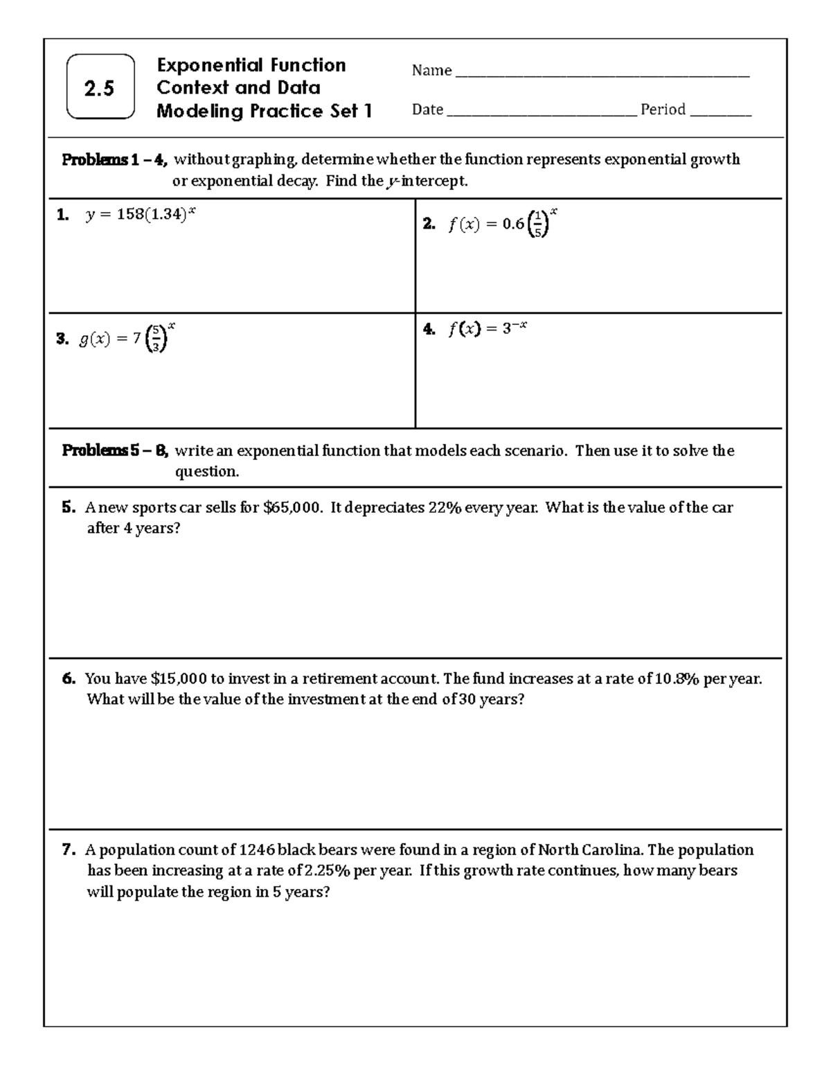 MAT 101 Exponential Function Practice Set and Modeling Scenarios - Studocu