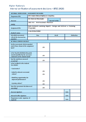 Professional practice assignment - Higher Nationals Internal ...