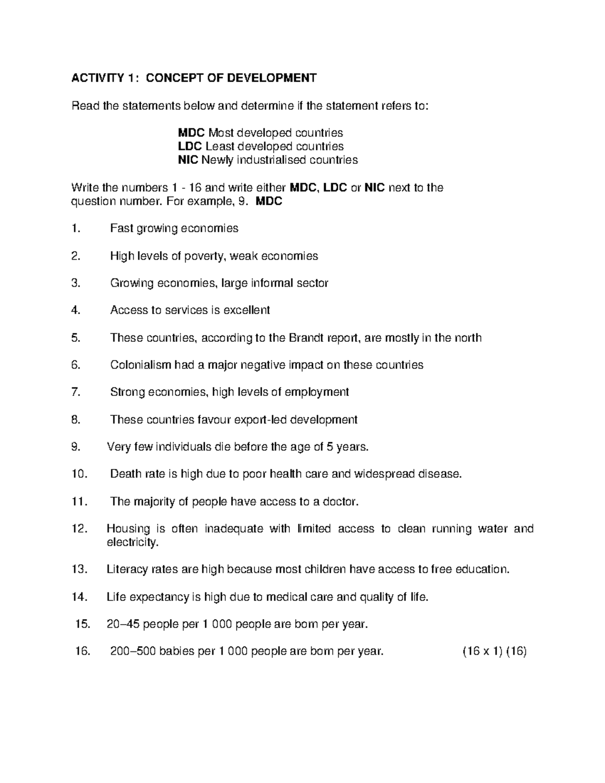 Grade 11 Term 3 Activities Alone - ACTIVITY 1: CONCEPT OF DEVELOPMENT ...