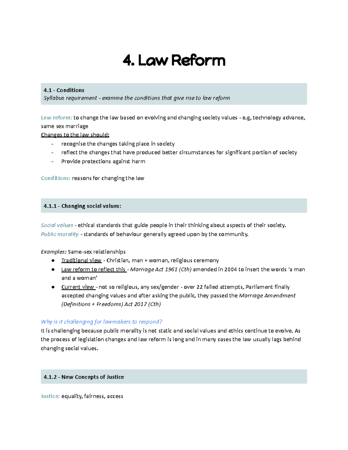Legal System Notes - Law Reform and Social Change (LAW101) - Studocu