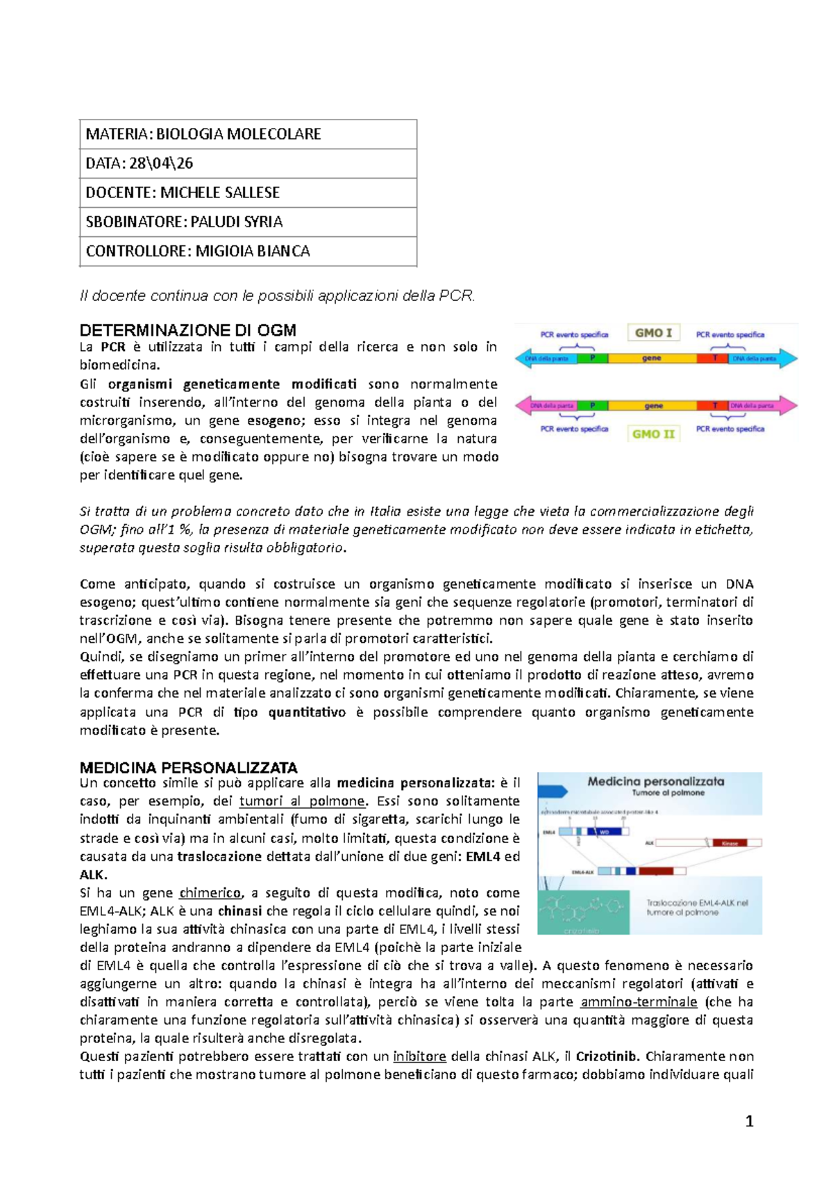 Applicazioni della PCR in Biologia Molecolare - Corso 280426 - Studocu