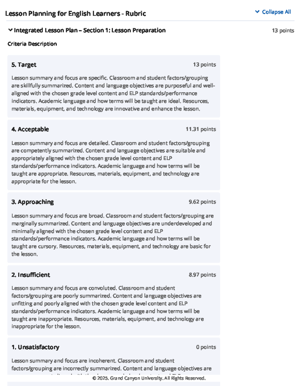 ESL-546 Rubric - Lesson Planning for English Learners - Lesson Planning ...