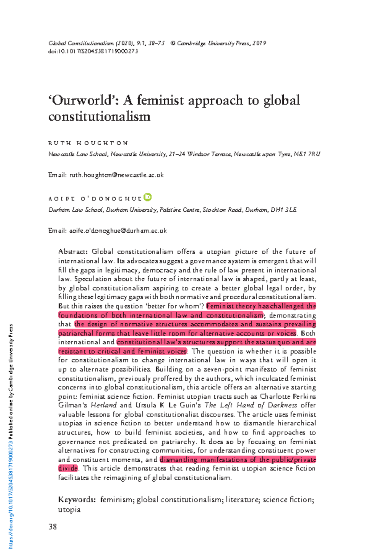 Feminist Perspectives on Global Constitutionalism: A Critical Analysis ...
