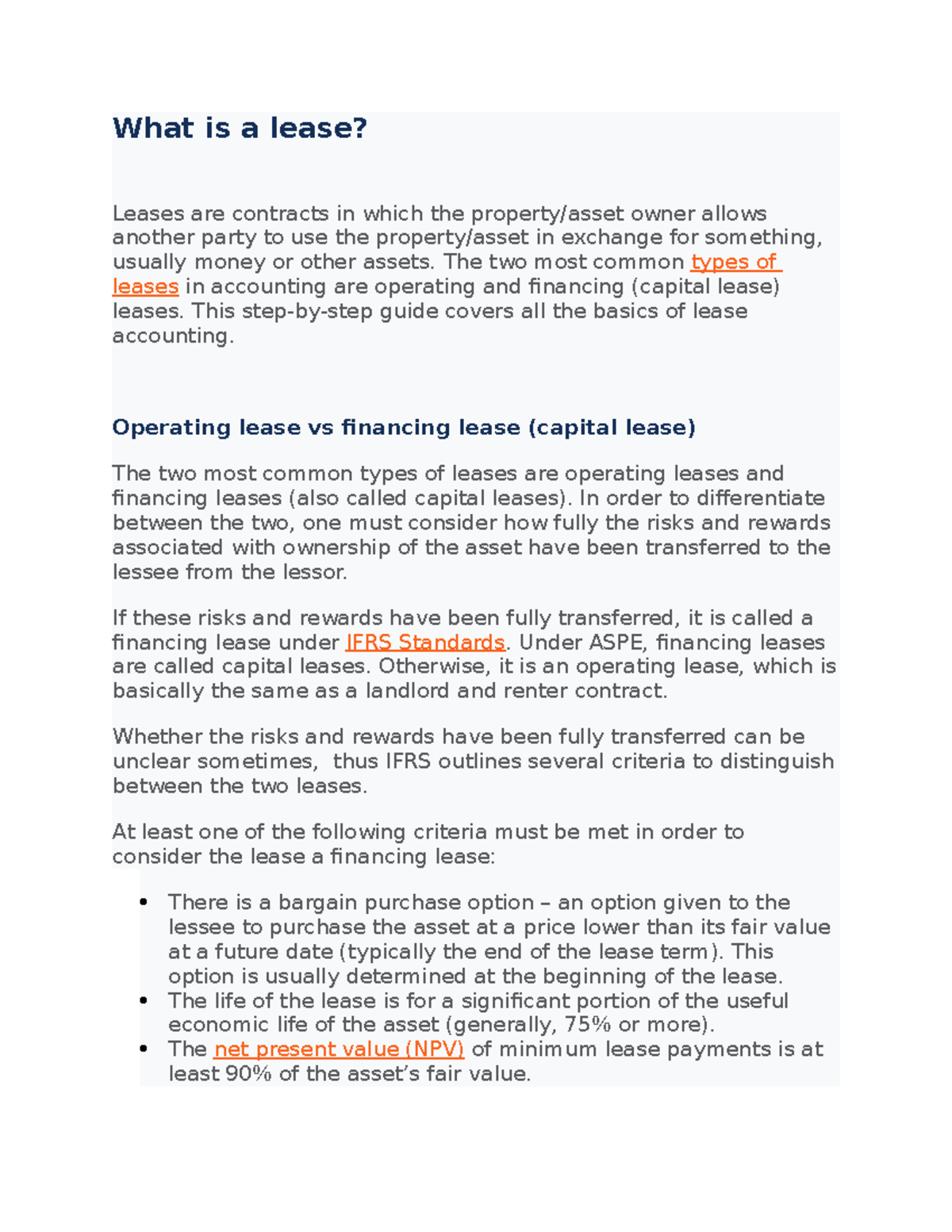 Lease Accounting - Lecture Notes on Types of Leases and Amortization ...