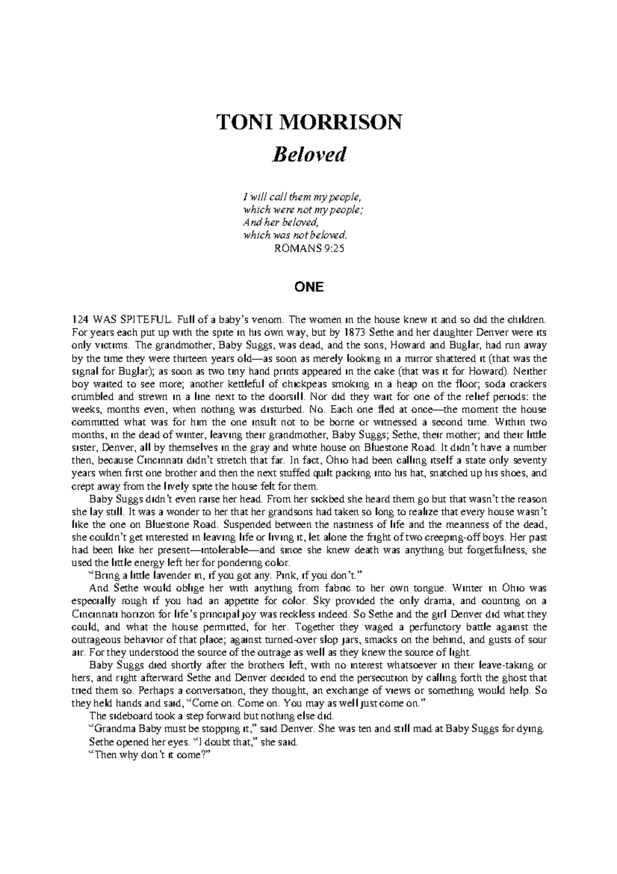 Literature Notes: Toni Morrison's "Beloved" Overview and Analysis - Studocu