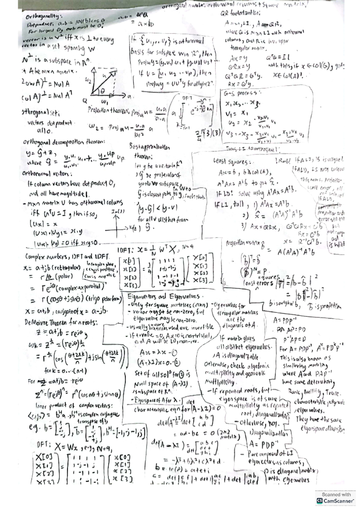 SC1004 Cheat Sheet AY2024 S1 - orthogori matelx: orthonormal columns Square malrix ...