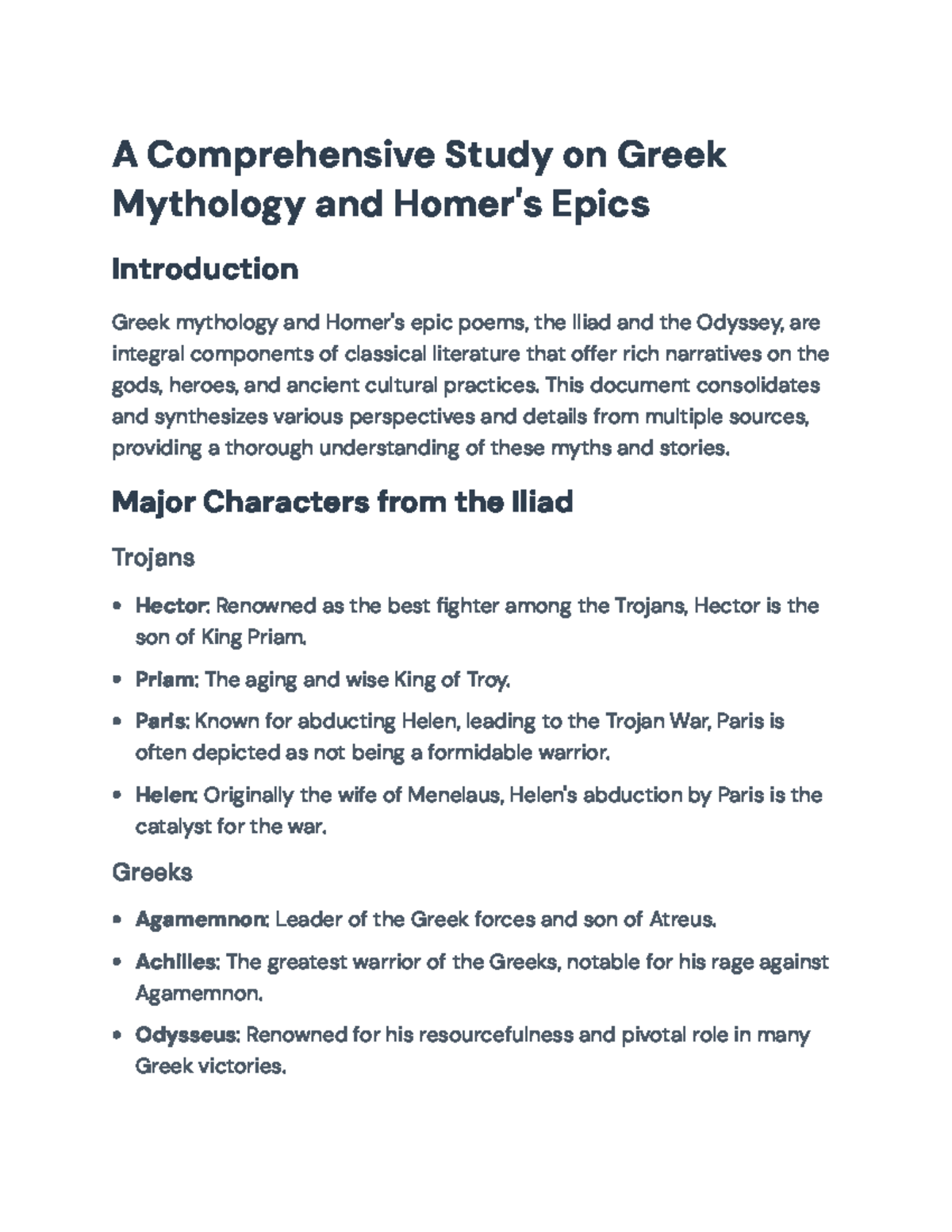 A Comprehensive Guide to Greek Mythology & Homeric Epics (ENG 201) - A ...