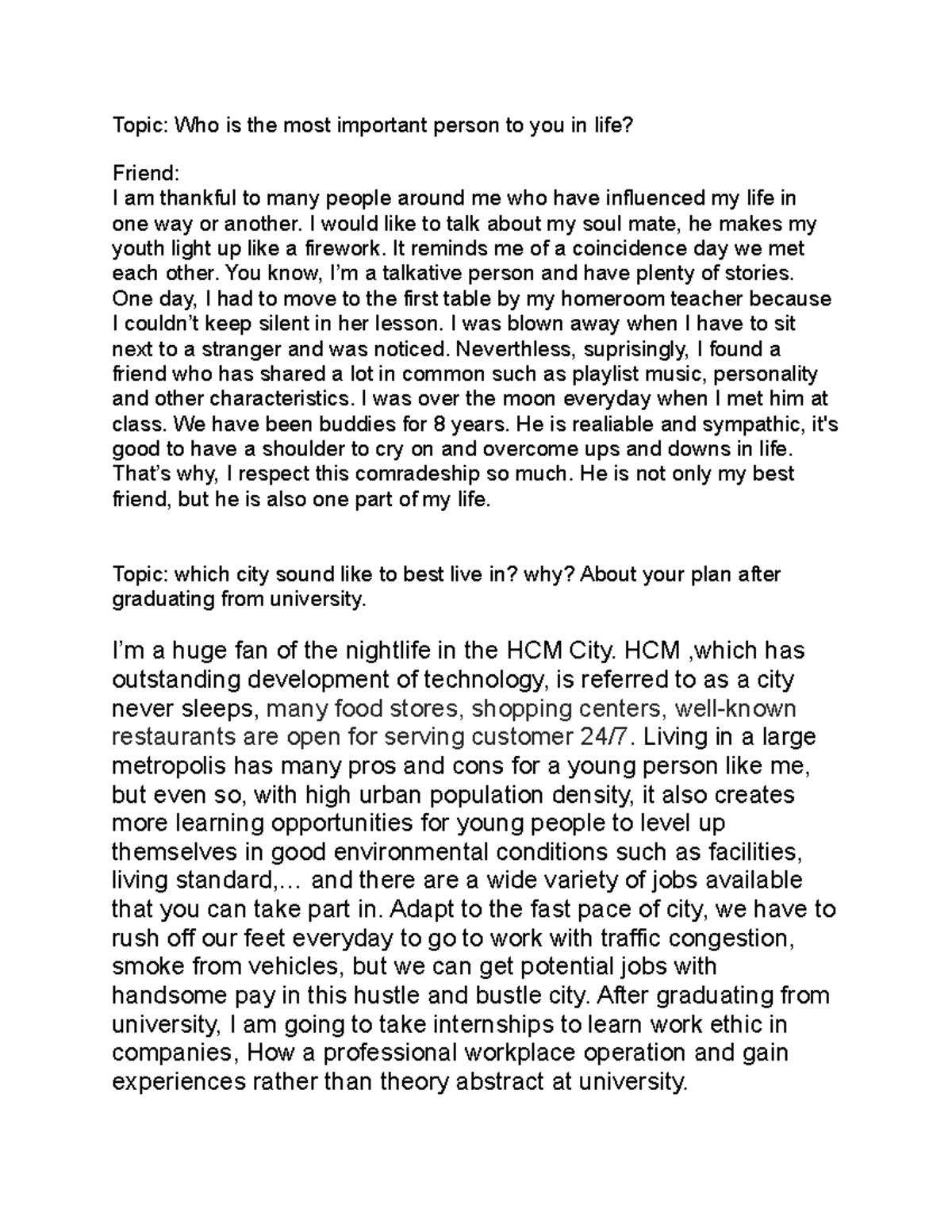 Essay Notes: The Most Important Person in My Life and Future Plans ...