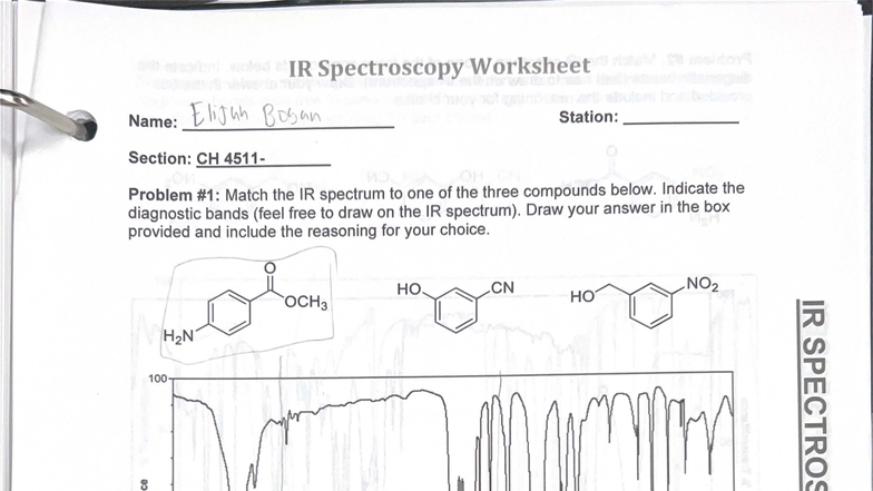 IR Spectroscopy Worksheet - Problem Matching and Analysis - Studocu