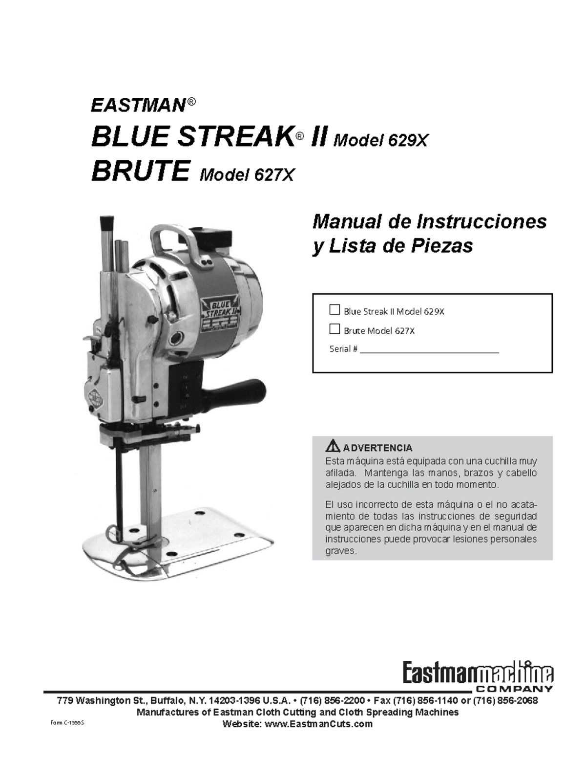Manual de Instrucciones y Piezas para EASTMAN Blue Streak II y Brute ...
