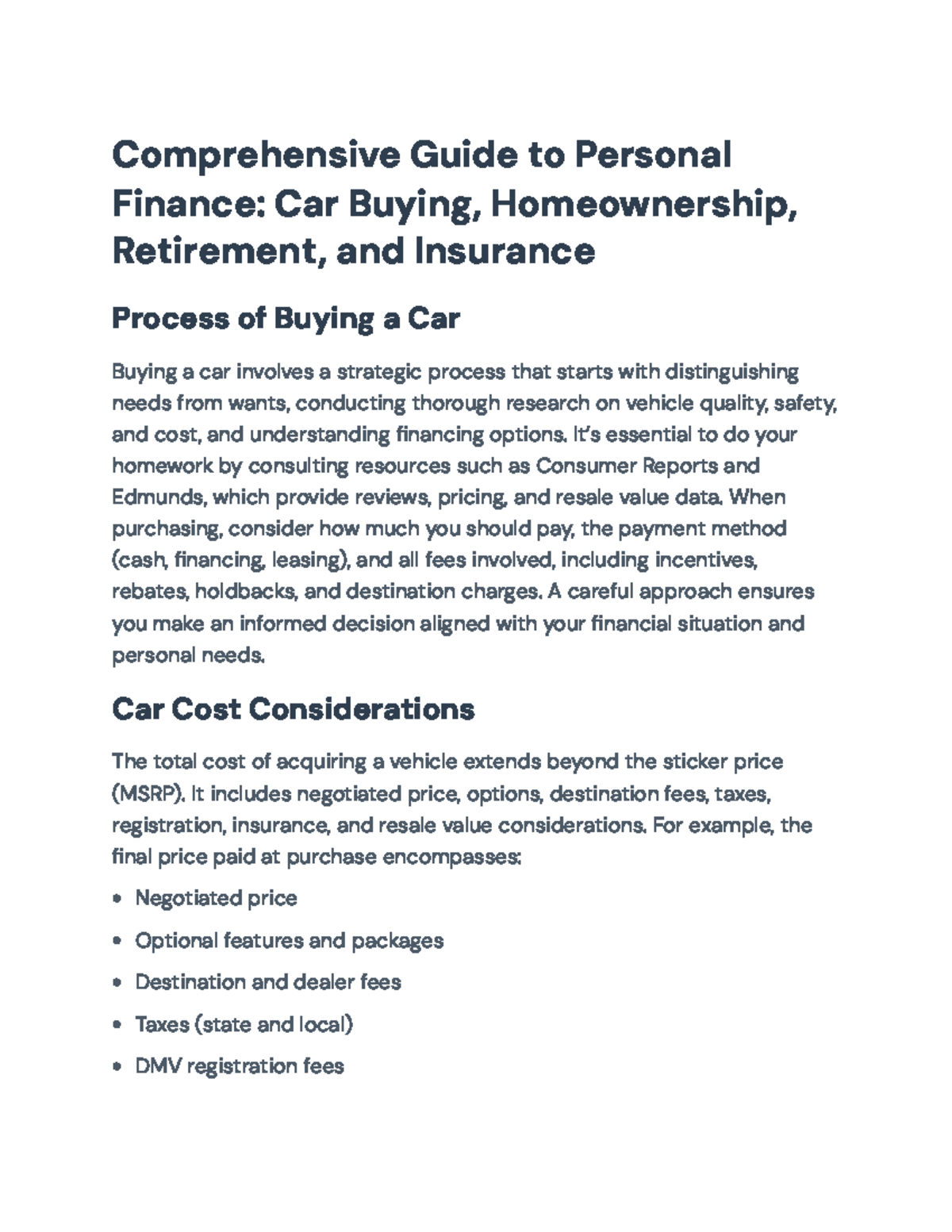 Comprehensive Guide to Personal Finance: Insurance, Retirement & Home ...