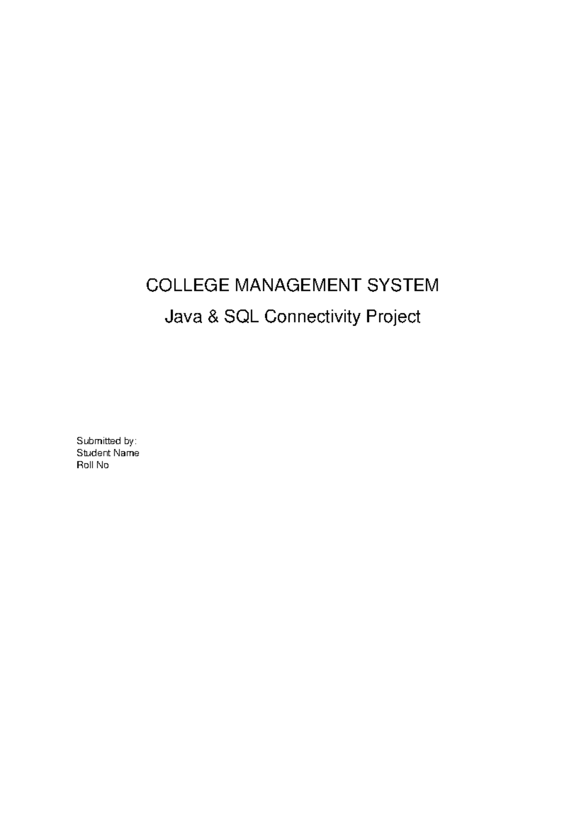 College Management System Project: Java & SQL Connectivity - Studocu