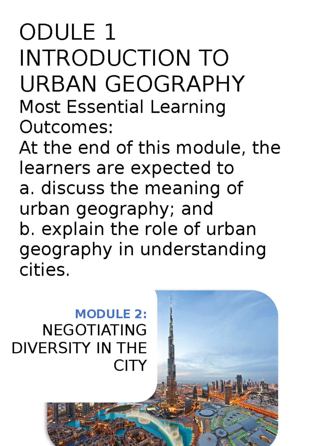Urban Geography Week 2: Cultural Dynamics in City Life Module - Studocu