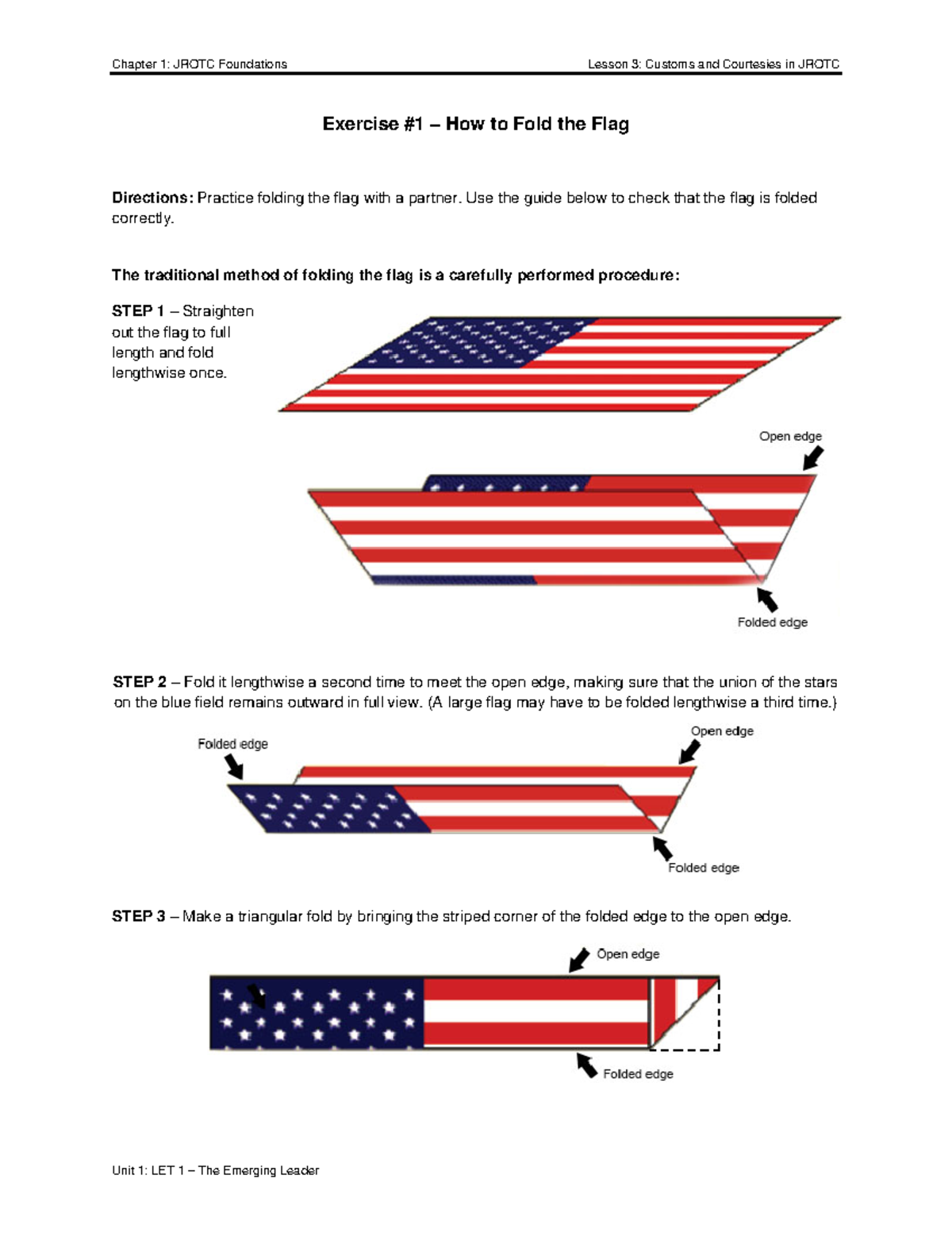 U1C1L3 Exercise 1 - How To Fold The Flag-1-1 - Chapter 1: JROTC ...