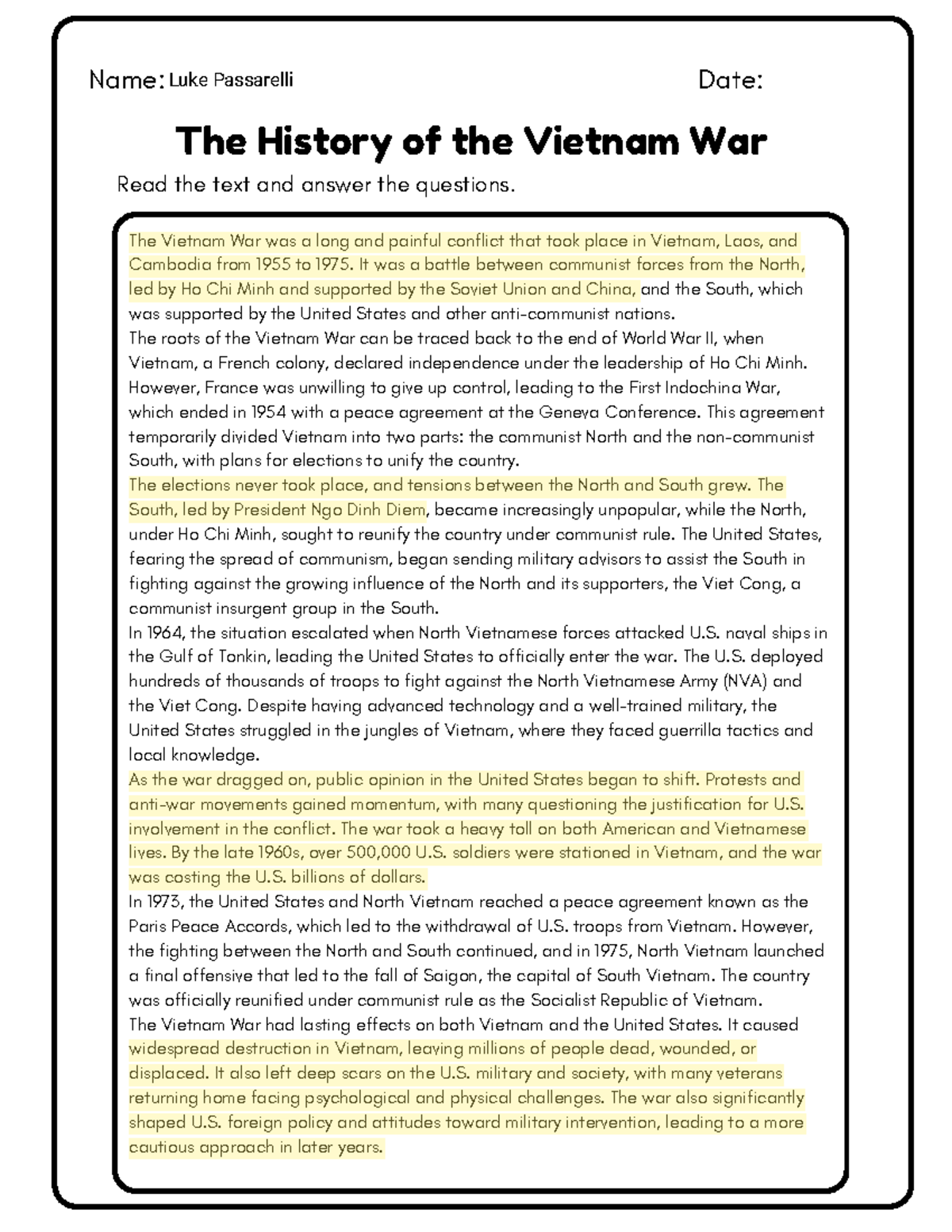 HIST 101: The Vietnam War - Key Events and Impacts Explained - Studocu