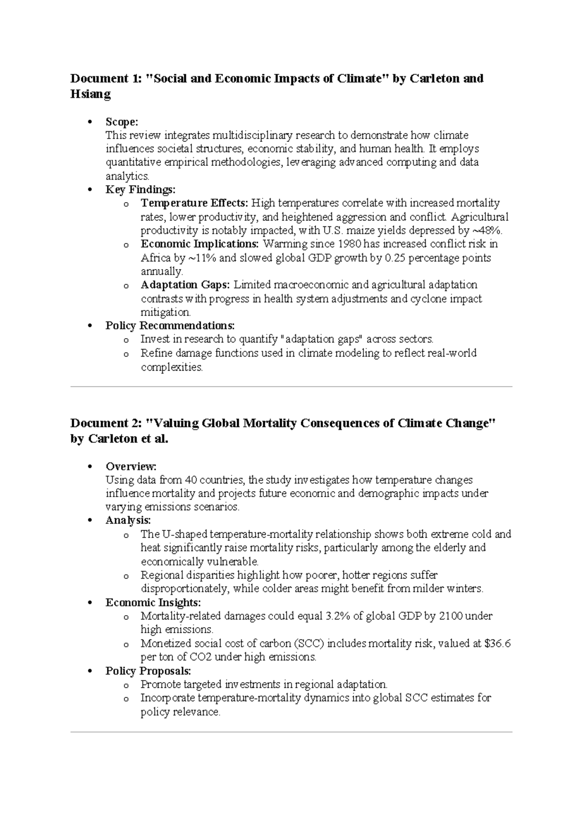 Climate Change Economics Overview - Summary of Key Impacts & Insights ...