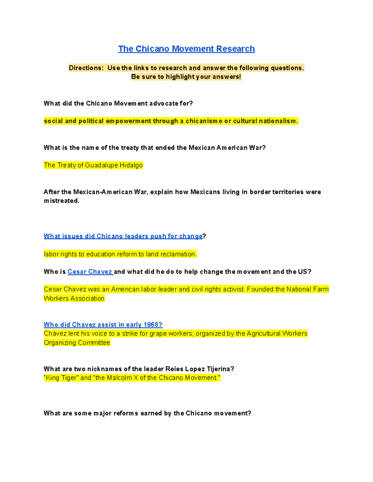 Chicano Movement Research: Key Aspects and Leaders Explained - Studocu