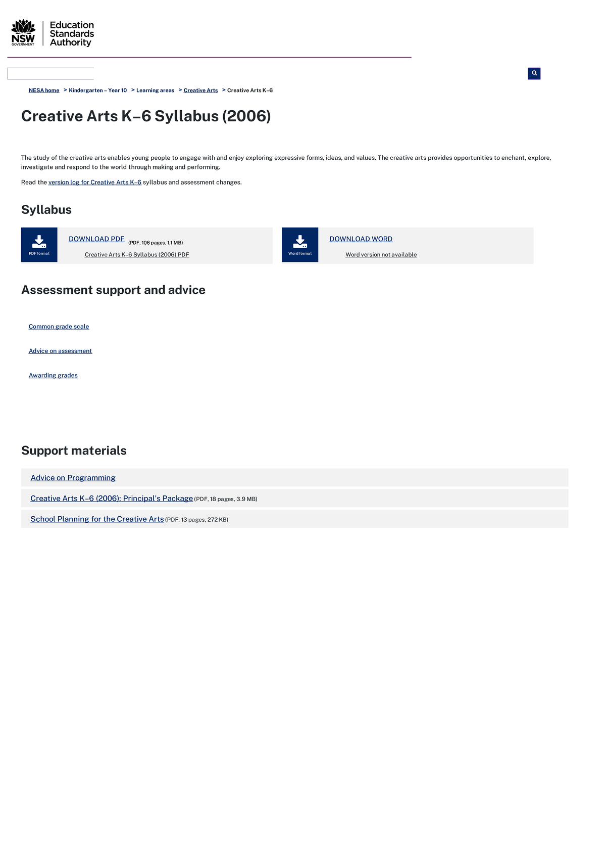 Creative Arts K-6 Syllabus Overview & Assessment Guidance - Studocu