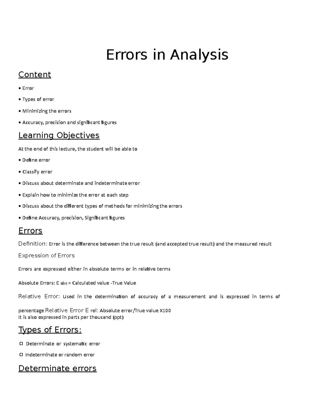 Chapter 7: Understanding Errors in Analysis - Types & Minimization - Studocu