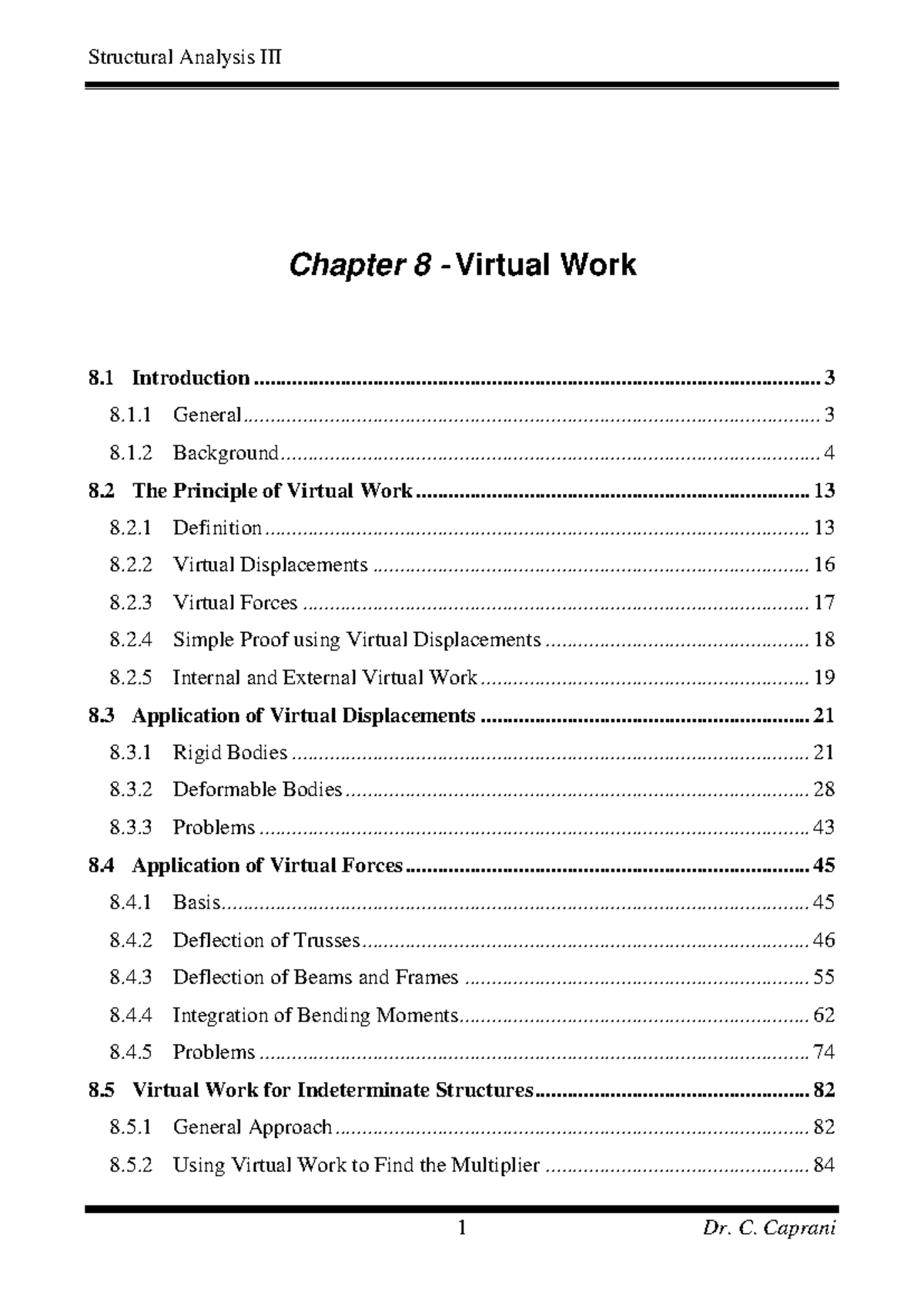 Structural Analysis (ENGR 301) Chapter 8: Virtual Work Overview - Studocu