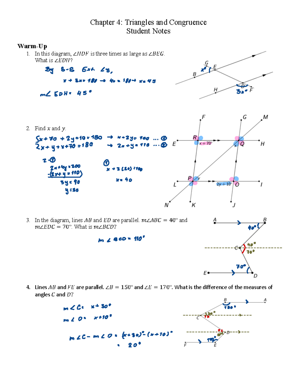 Chapter 4: Student Notes on Triangles & Congruence Concepts - Studocu