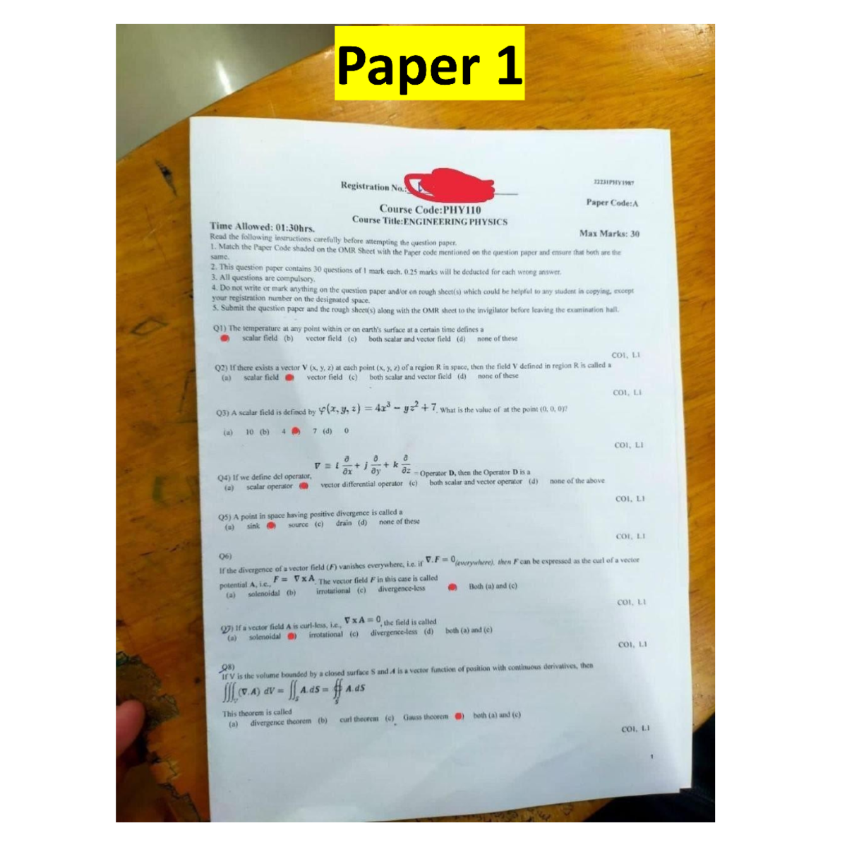 PHY110 Engineering Physics Midterm Exam Question Paper (MTE) PYQs - Studocu