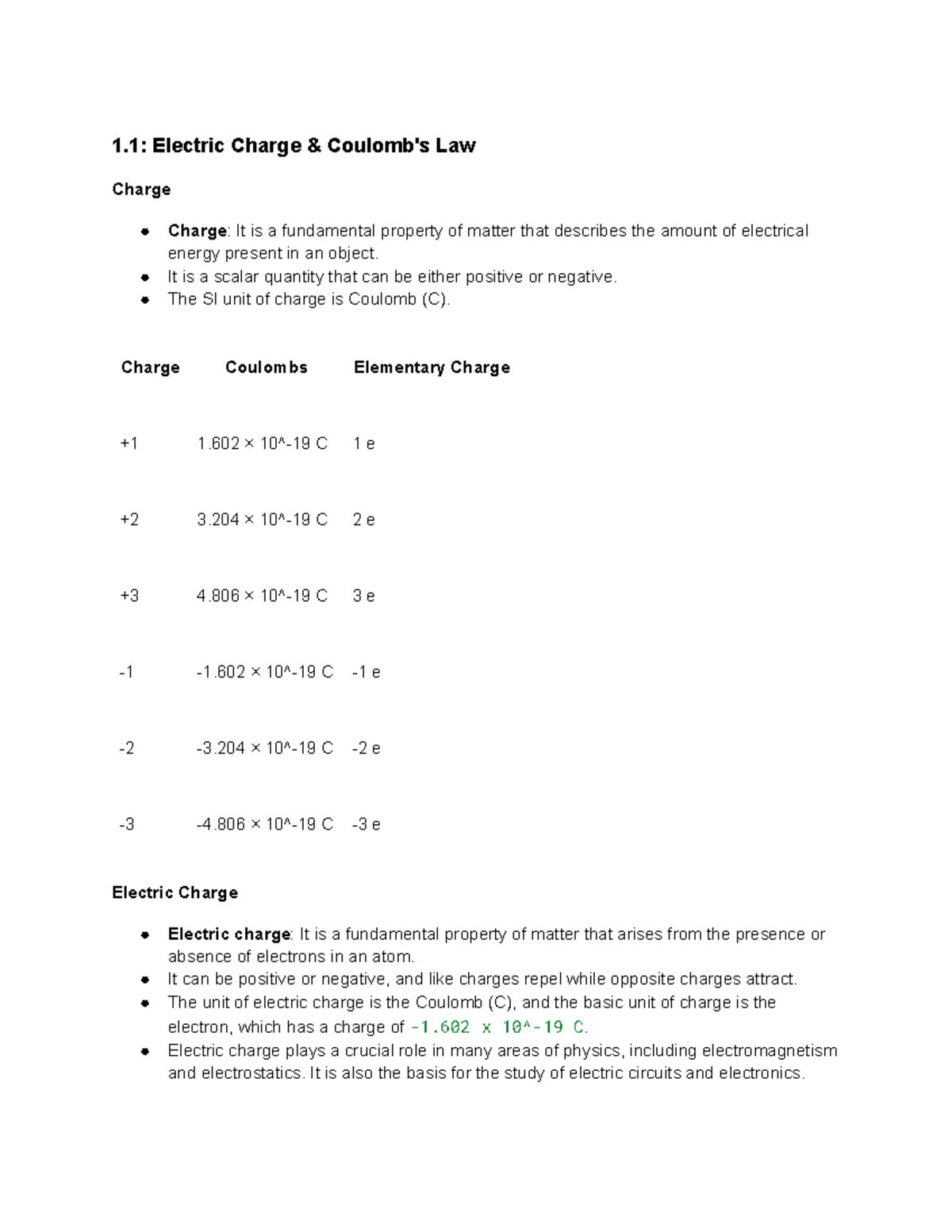 AP Physics C - Electricity & Magnetism: Unit 1 Overview - Studocu