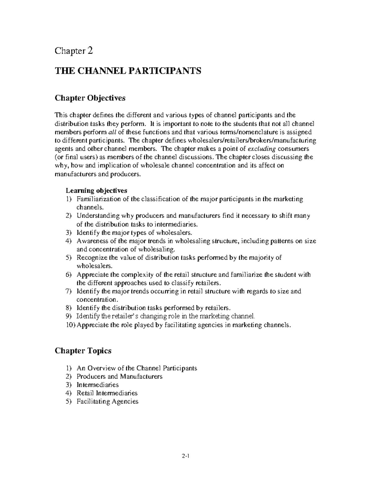 Chapter 02 - Marketing Channels - Chapter 2 THE CHANNEL PARTICIPANTS ...