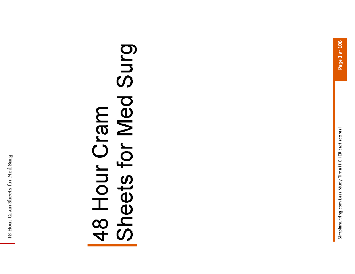 48 Hour Cram Sheets for Med Surg: Focus on Brain Tumors and Oncology ...