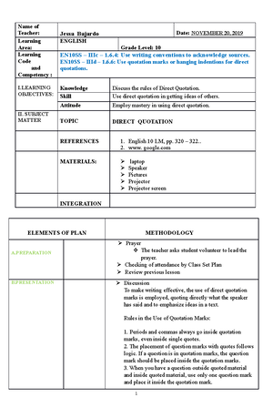 A detailed Lesson Plan for English Grade 9 in Third Quarter - Quarter 3 ...